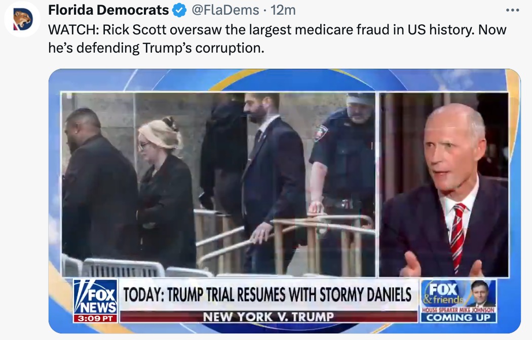 ICYMI: Rick Scott Compares his Medicare Fraud to Trump’s Corruption ...